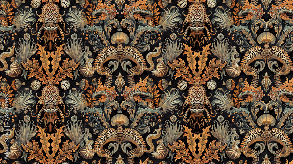 Fictional sea creatures wallpaper, seamless pattern, sea creatures ...