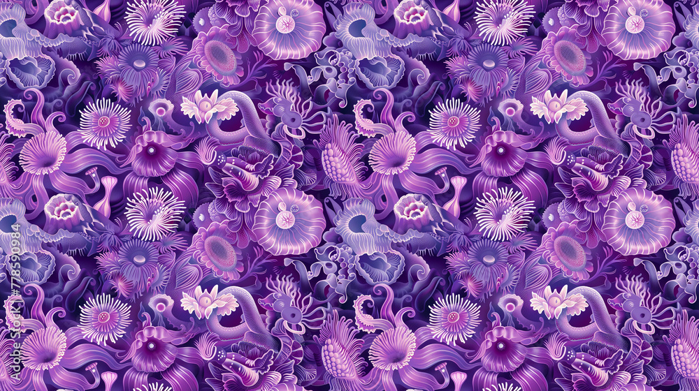 Fictional sea creatures wallpaper, seamless pattern, sea creatures ...