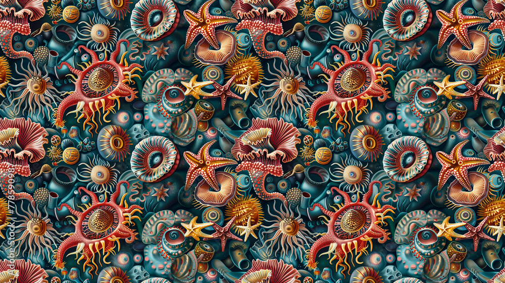 Fictional sea creatures wallpaper, seamless pattern, sea creatures ...