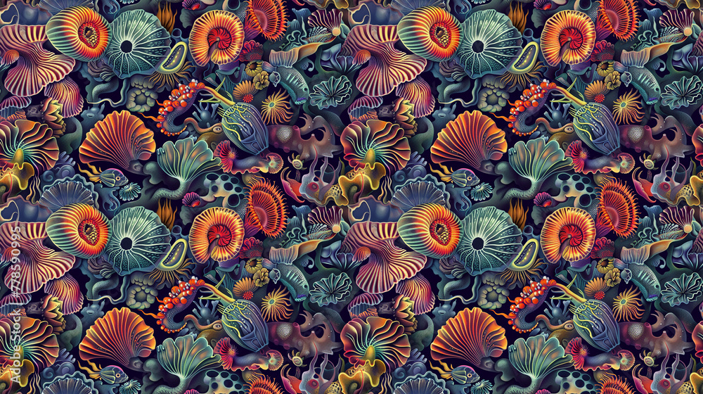 Fictional sea creatures wallpaper, seamless pattern, sea creatures ...