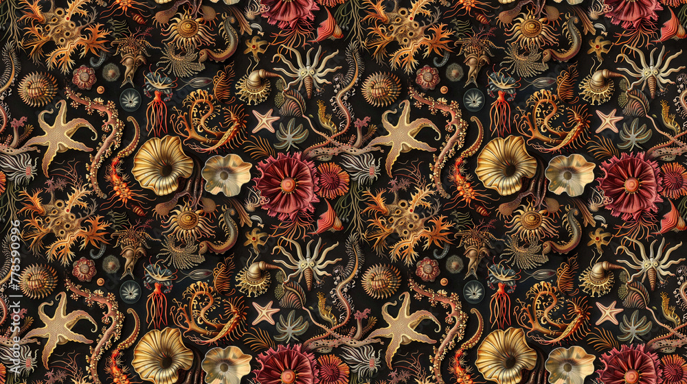 Fictional sea creatures wallpaper, seamless pattern, sea creatures ...
