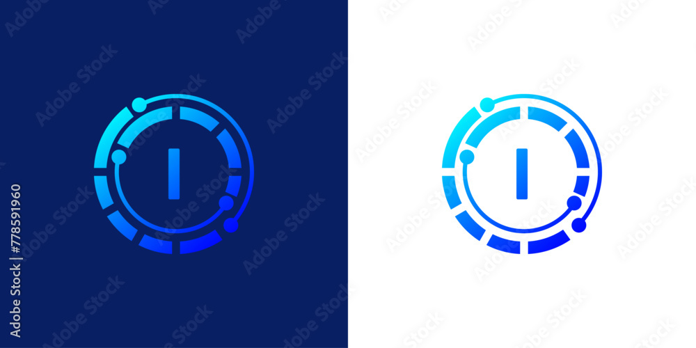 creative modern digital technology letter I icon logo design. with ...