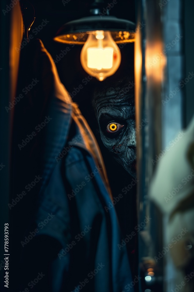 gorilla hiding closet undead white glowing eyes ash evil dead lens ...