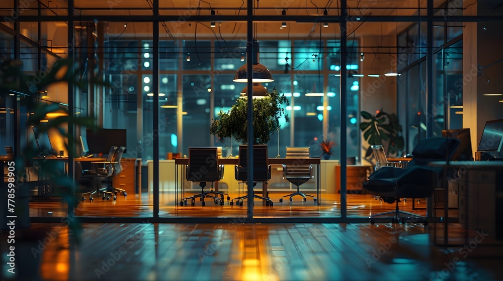 Beautiful office background, office interior panoramic background ...