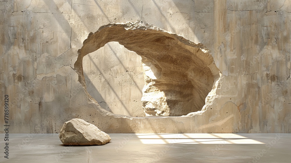 chalk hole beige wall asymmetrical uneven multilayered texture worn ...