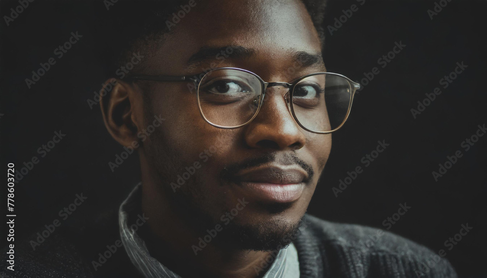 A portrait of a young professional man, dark background, shallow depth ...