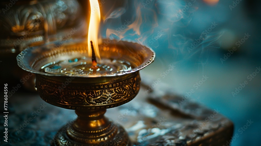 An ancient oil lamp from Ancient Egypt in a relic that dates back to ...