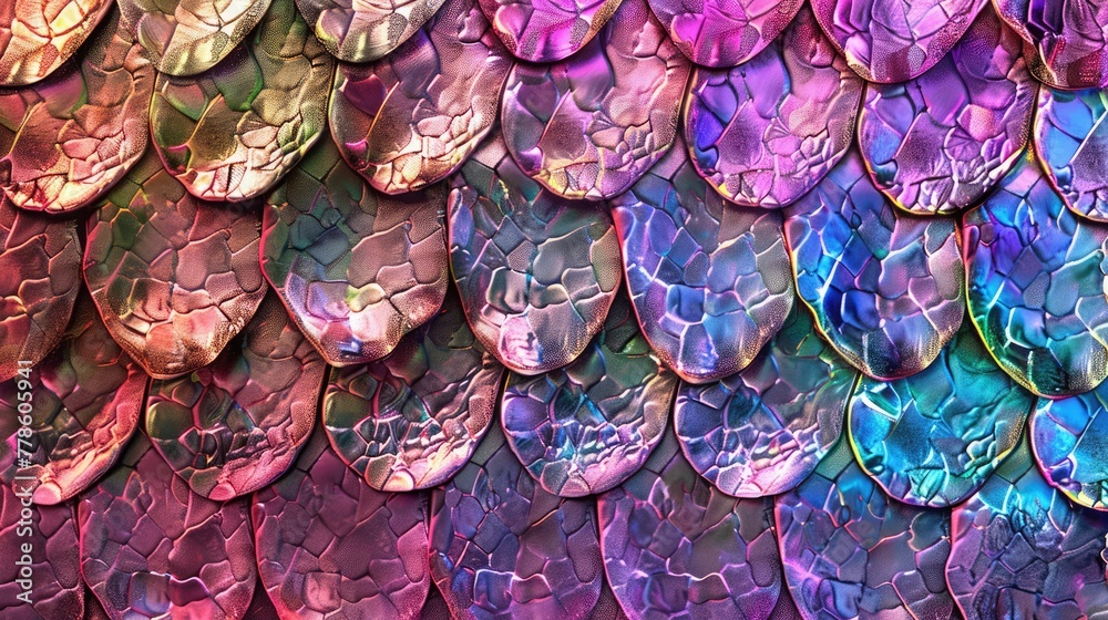 A reptilian skin pattern with an iridescent quality, reflecting ...