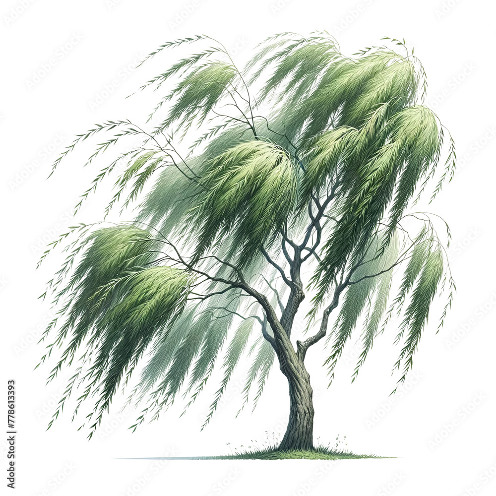 Graceful Willow,Clipart of a Tree with Elegantly Drooping Branches ...
