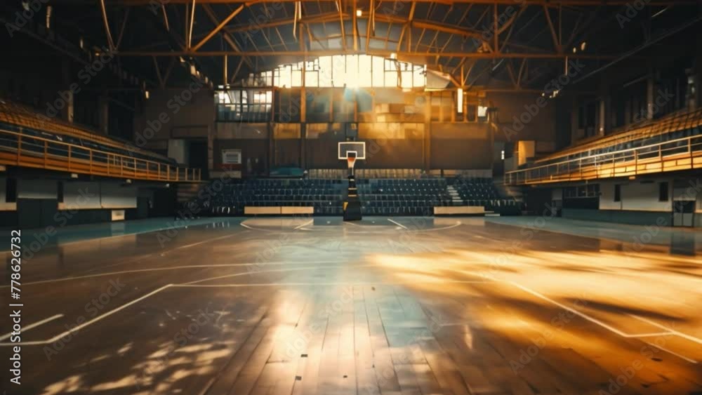 An empty indoor basketball court with no people Landscape image with ...
