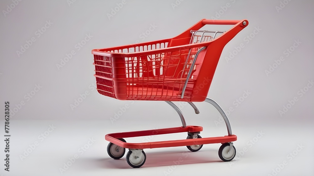 Red Chrome Shopping Carts for Seamless Online Retail, 3D Isolated ...