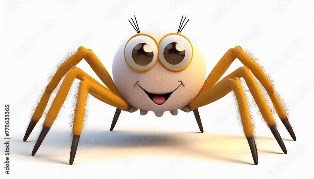 isolated 3d cartoon funny spider a white background stuffed friendly ...