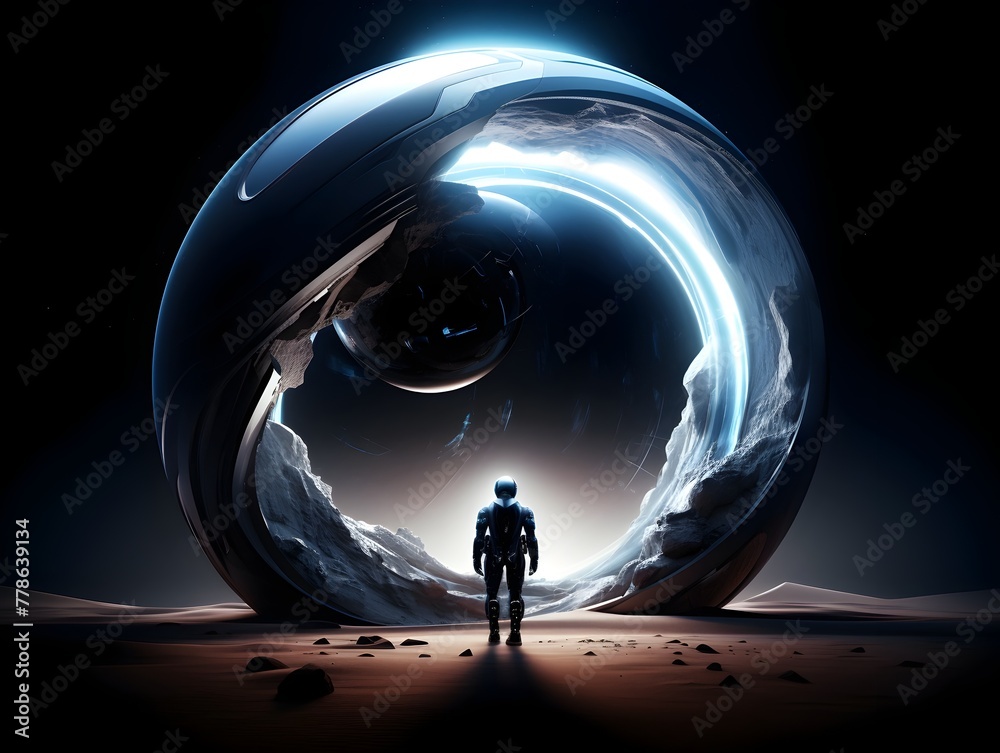 Astronaut Stands Before Spacetime Anomaly on Mysterious Alien Planet in ...