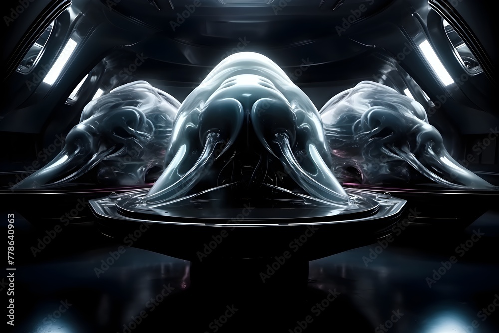 Futuristic Alien Laboratory Examination of Enigmatic Wired Biological ...