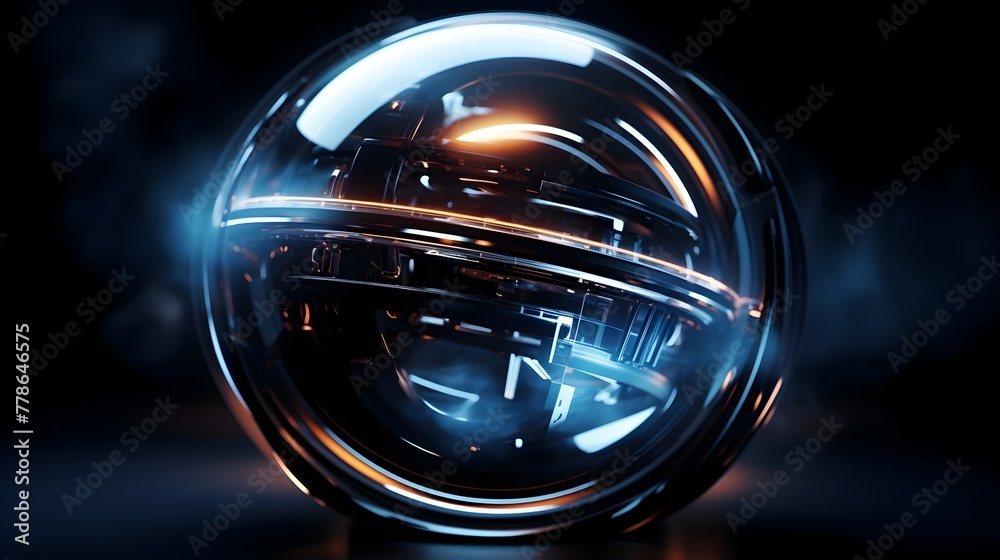 Glowing Futuristic Orb Harnessing Quantum Ions and Currents A Close up ...