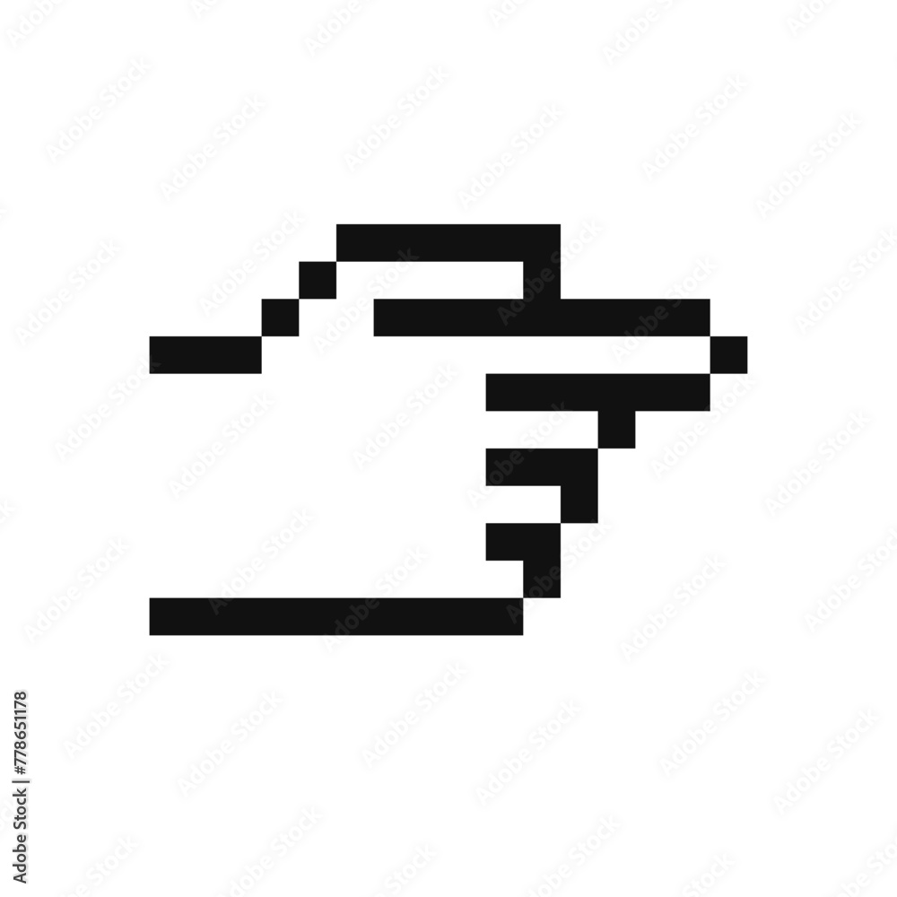 Backhand index pointing right. Direction hand icon. Video game sprite ...