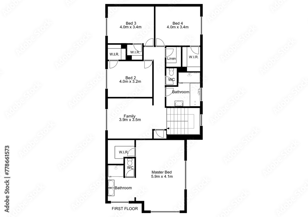 Floor plan for marketing. 2d floor plan. Black white floor plan. Floor ...