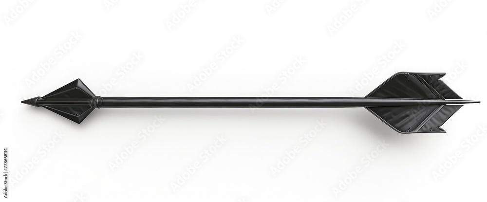 Black arrow laying down on white background. 3d render,Arrow Icon in ...