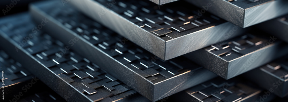 A mesmerizing composition of metal bars, elegantly stacked upon each ...