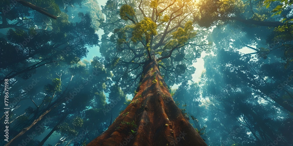 Towering Kapok Tree Dominates the Lush Rainforest Canopy Its Lofty ...