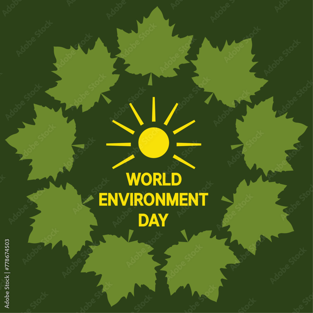 World Environment Day, beautiful green ecology logo design, maple leaf ...