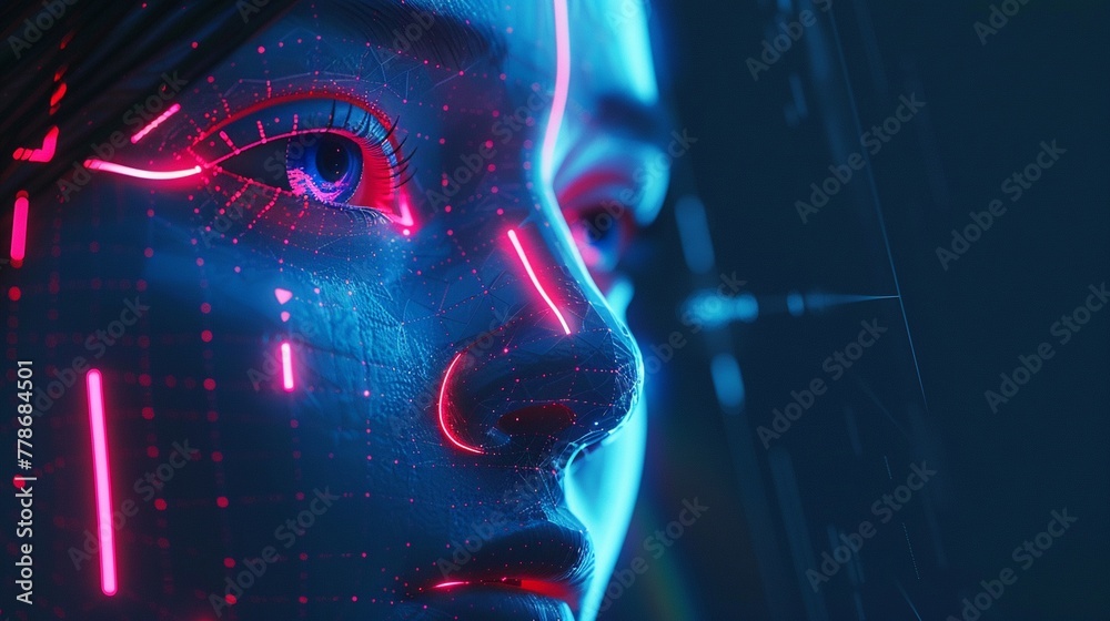 Advanced Facial Recognition Technology Ensuring Secure Access To Information Stock Illustration