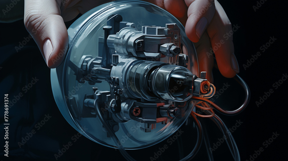 Close view, disconnecting plug from bomb, urgent, clear details, hyper ...