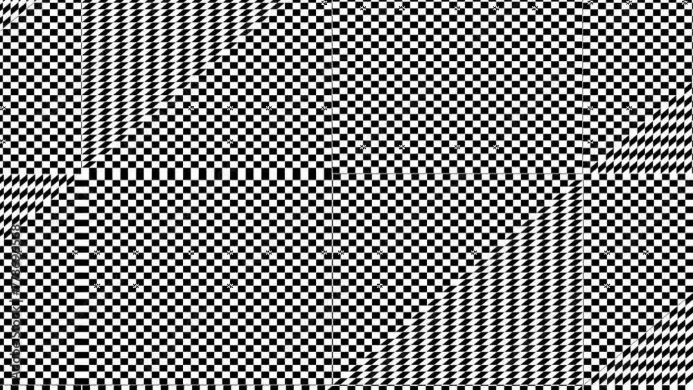 Abstract black and white checkered background.Seamless loop video ...