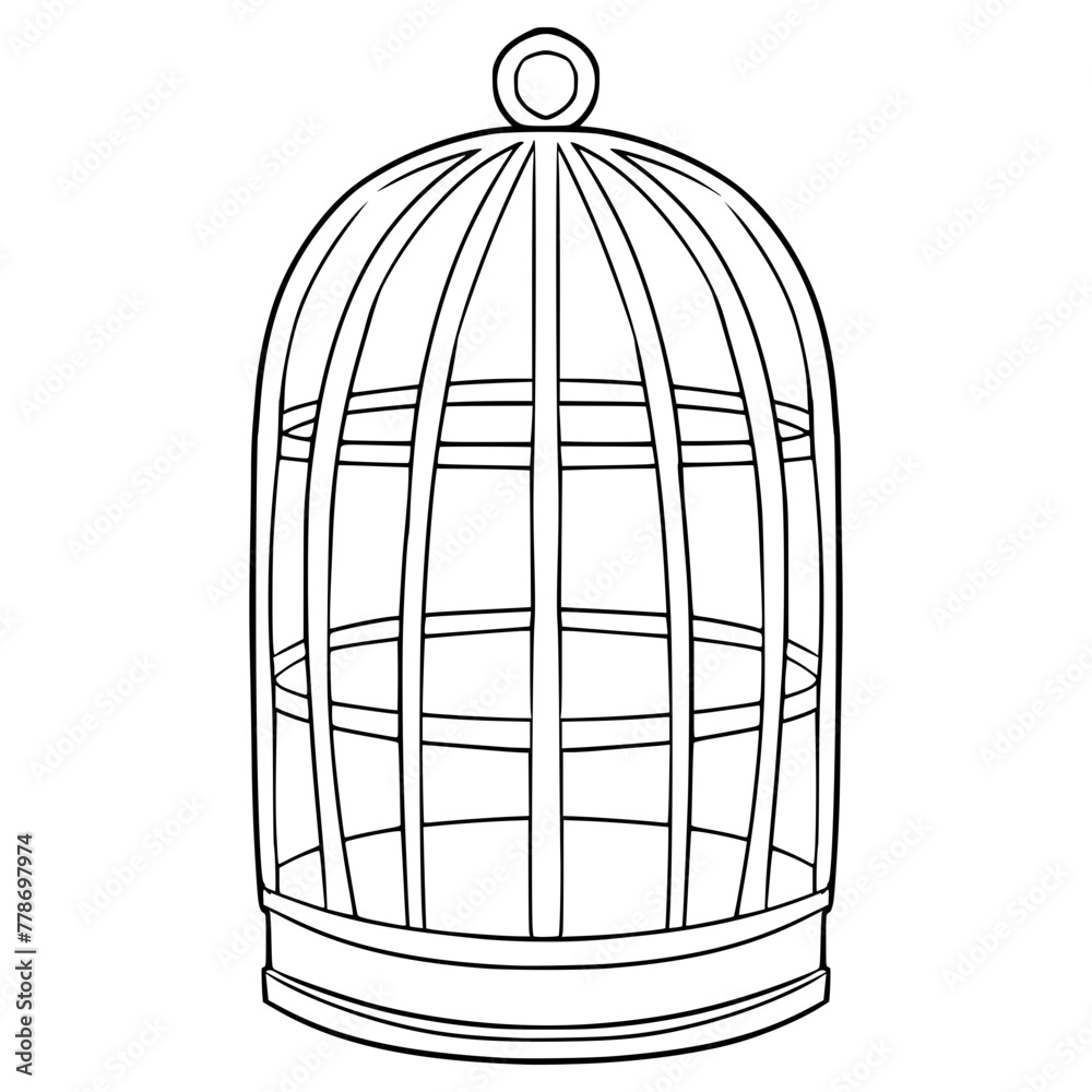 Poster bird cage illustration hand drawn outline vector – Wall Art ...