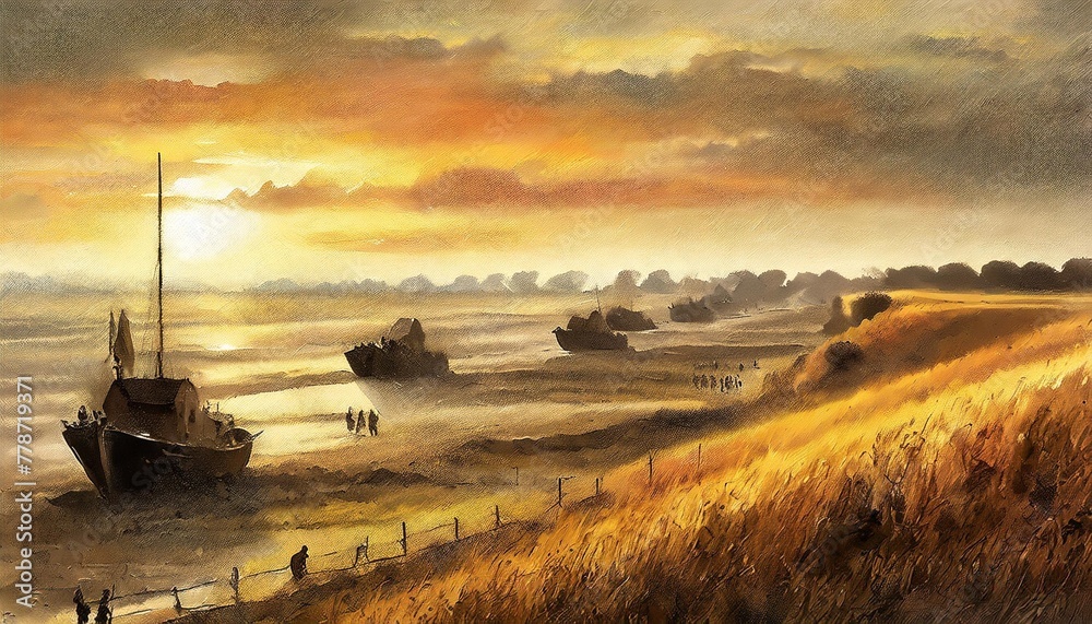 charcoal sketch of d day invasion scene on june 6 1944 in normandy ai ...