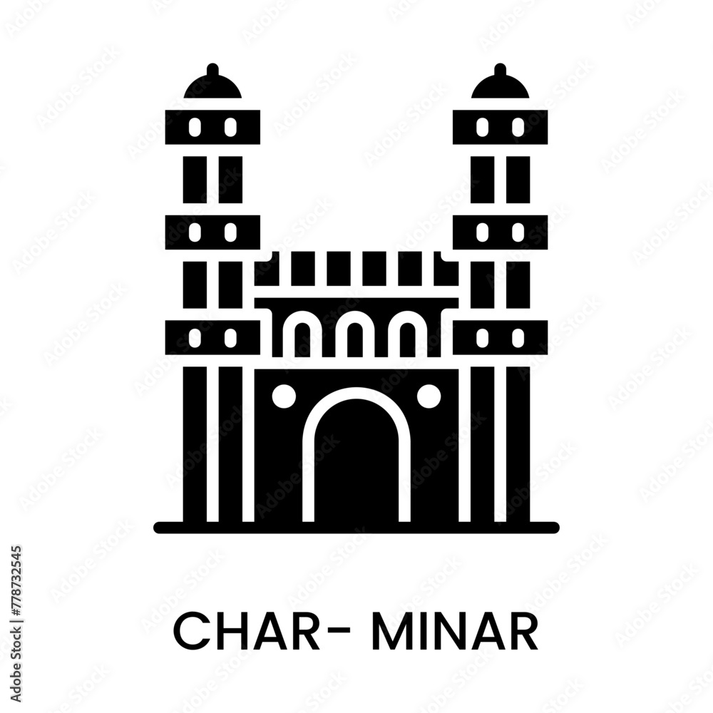 Char Minar, Hyderabad, Telangana, India. minimalist line art icon ...