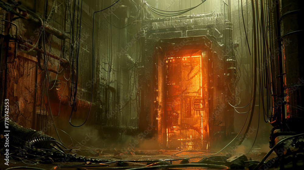 In the depths of a post-apocalyptic city, a door radiates a haunting ...