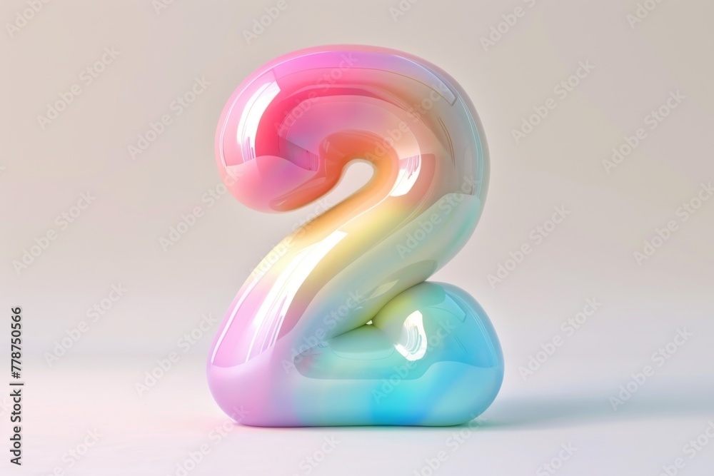 Number 2 cartoon styling design balloon gradient style inspired by pop ...