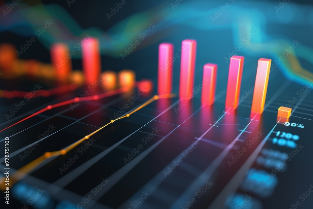 Photorealistic, stock, simple plain background data graph chart Stock ...