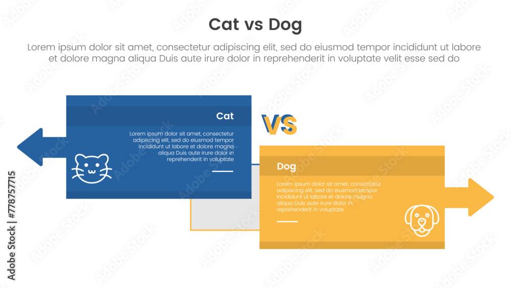 cat vs dog comparison concept for infographic template banner with big ...