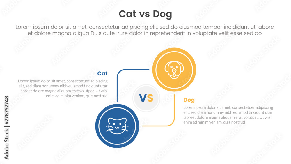 cat vs dog comparison concept for infographic template banner with big ...