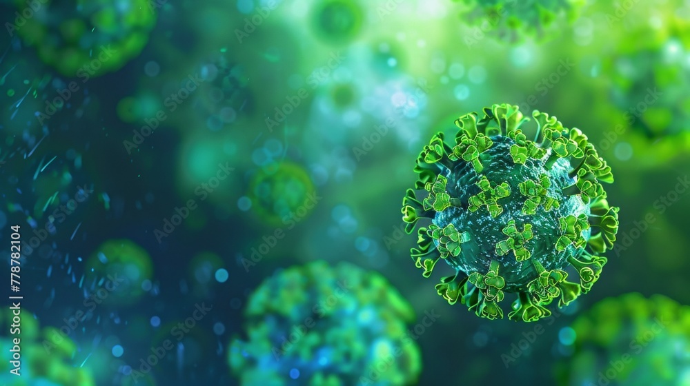 graphic hpv virus, with focus graphics elements border, blue and green ...