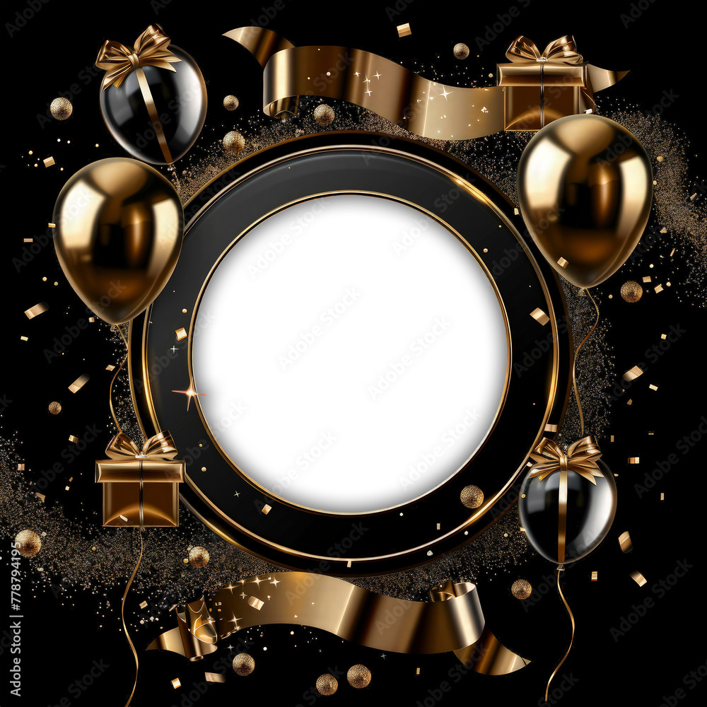 Birthday invitation card black and golden template with mockup ...