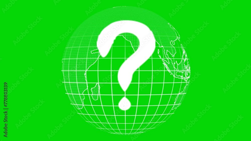 Vidéo Stock Question mark big size with global map and slow grid fade ...