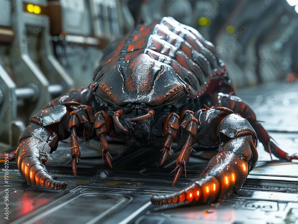 Futuristic Mechanical Alien Creature Concept in Sci Fi Tunnel ...