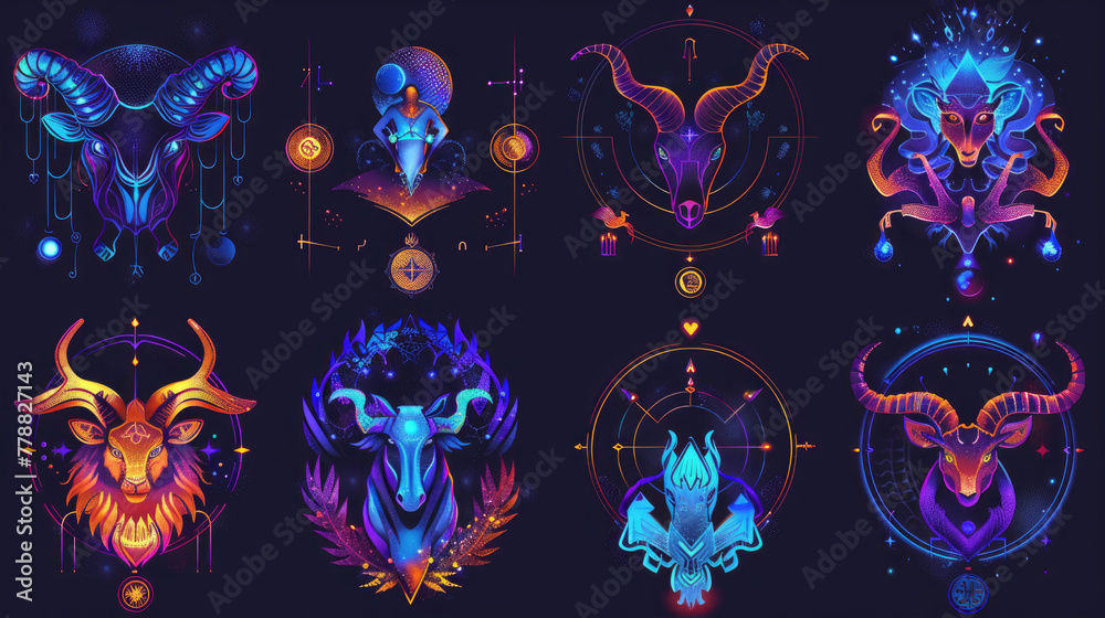 Collection of Zodiac Signs, Astrology Icons for Cosmic Guidance Stock ...