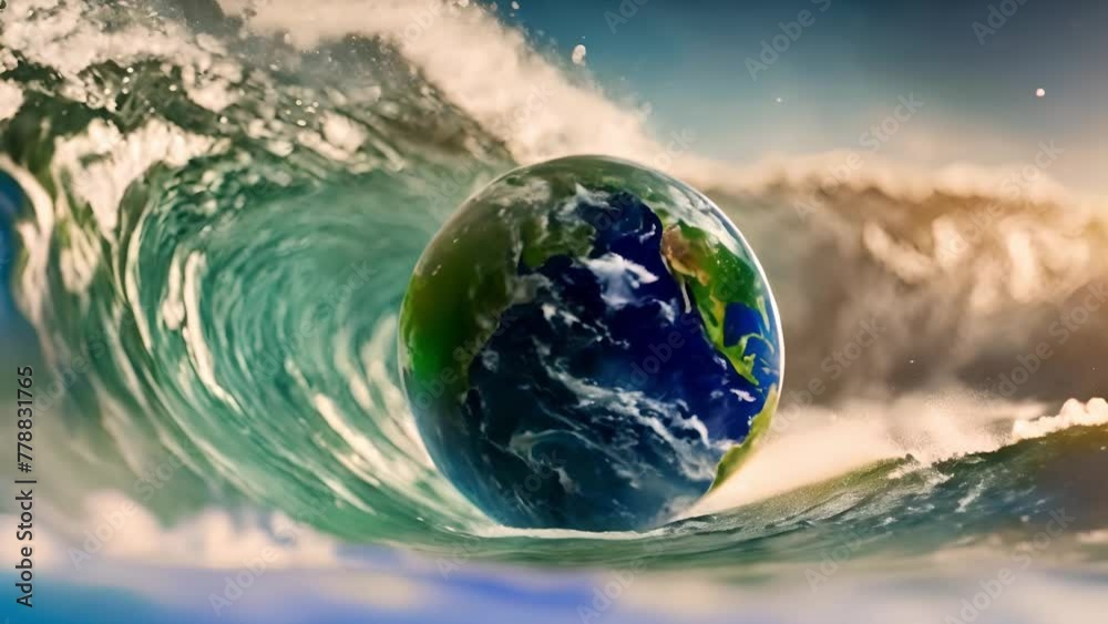 A powerful wave carries the earth, which seems to be one of its ...