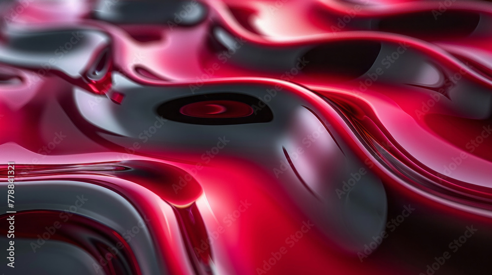 Sleek, flowing lines in glossy black and chrome, overlaid on a deep crimson gradient for a high ...