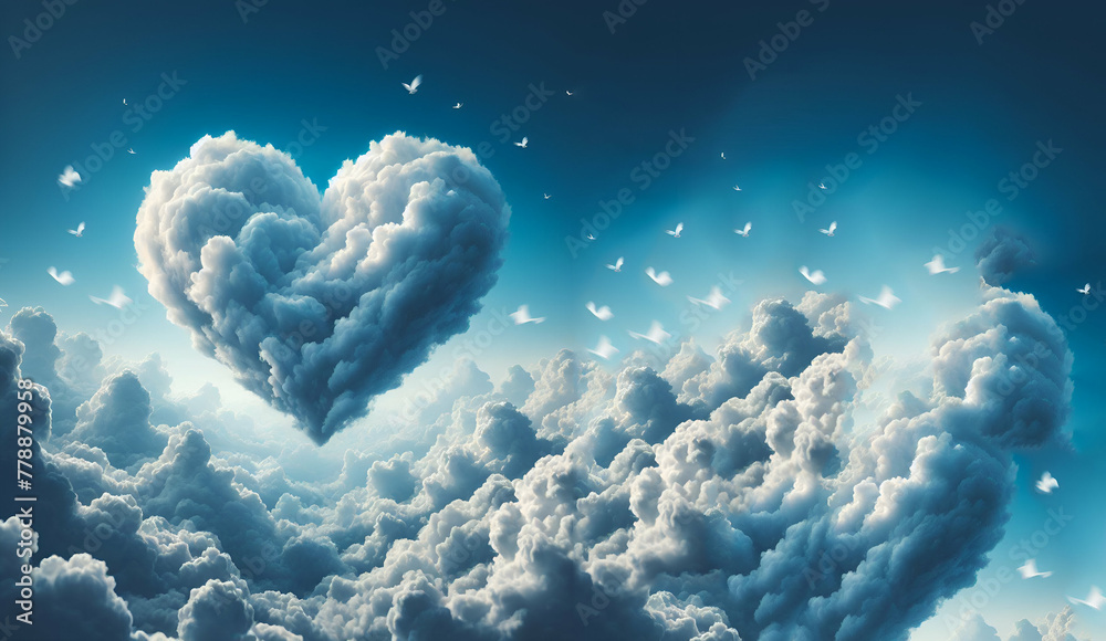 Beautiful sky love blue aesthetic heart wallpaper picture AI generated ...