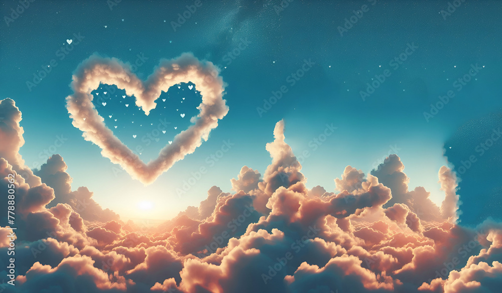Beautiful sky love blue aesthetic heart wallpaper picture AI generated ...