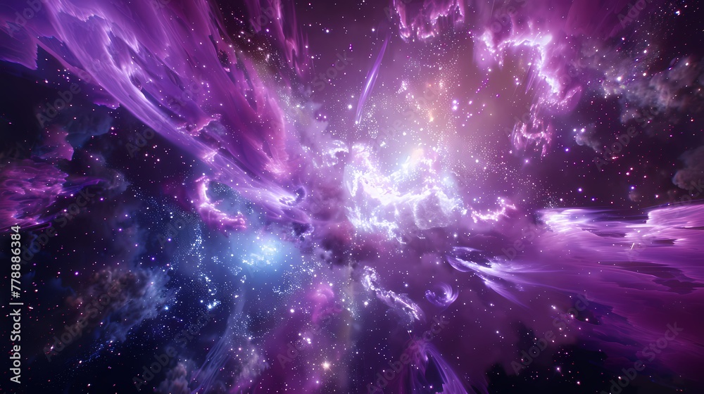 Electric violet and deep sapphire blue fuse together in a cosmic ...