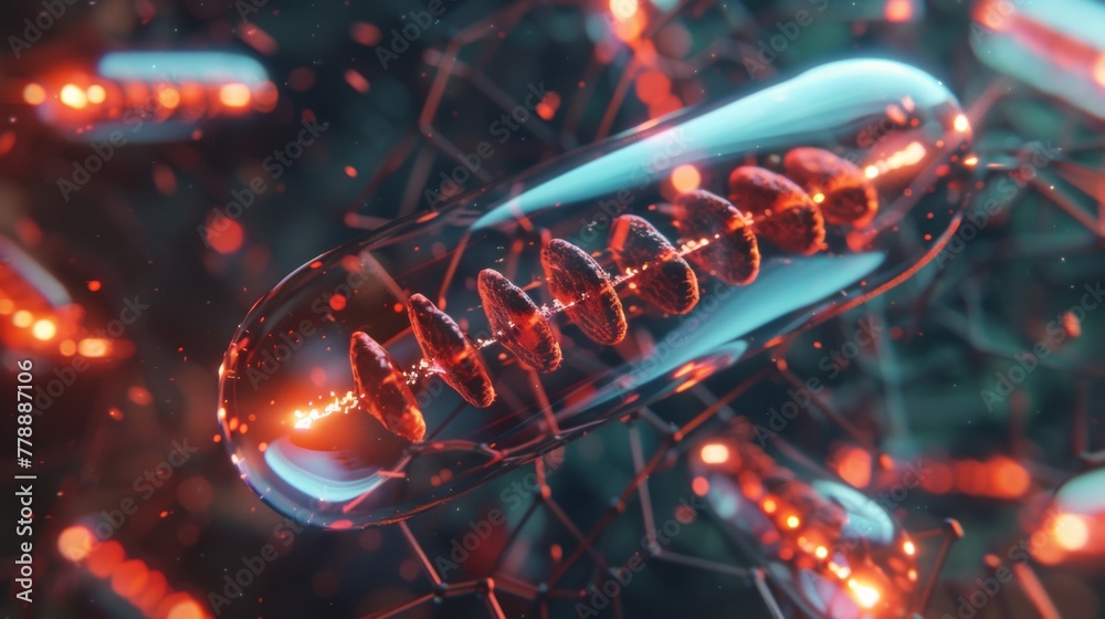 A close up of a cell with a spiral inside of it. The cell is surrounded ...