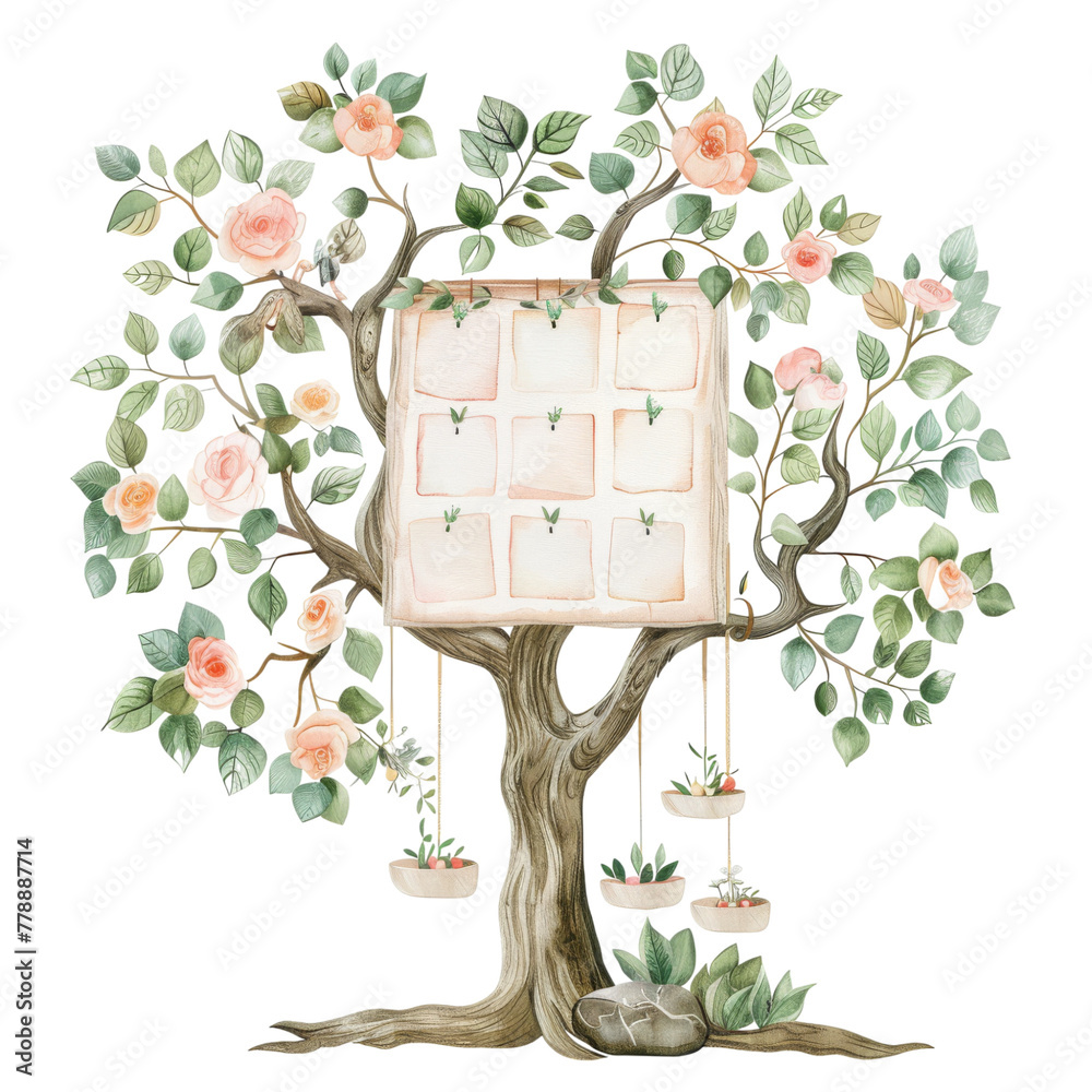 2D asset element of whimsical seating charts for a wedding, with ...