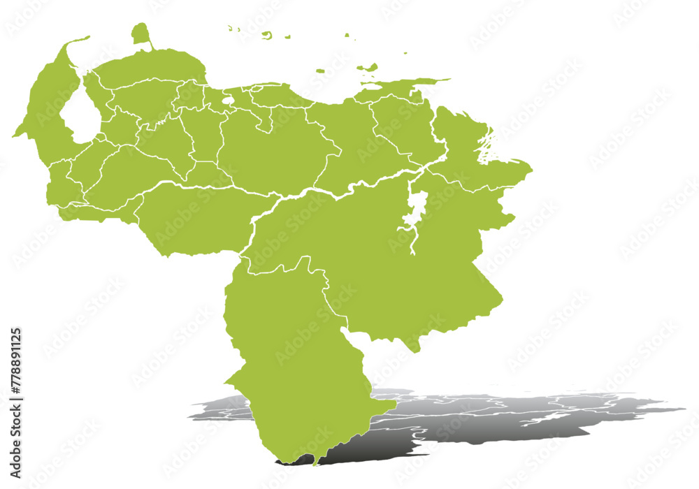 Mapa verde de Venezuela en fondo blanco. Stock Vector | Adobe Stock