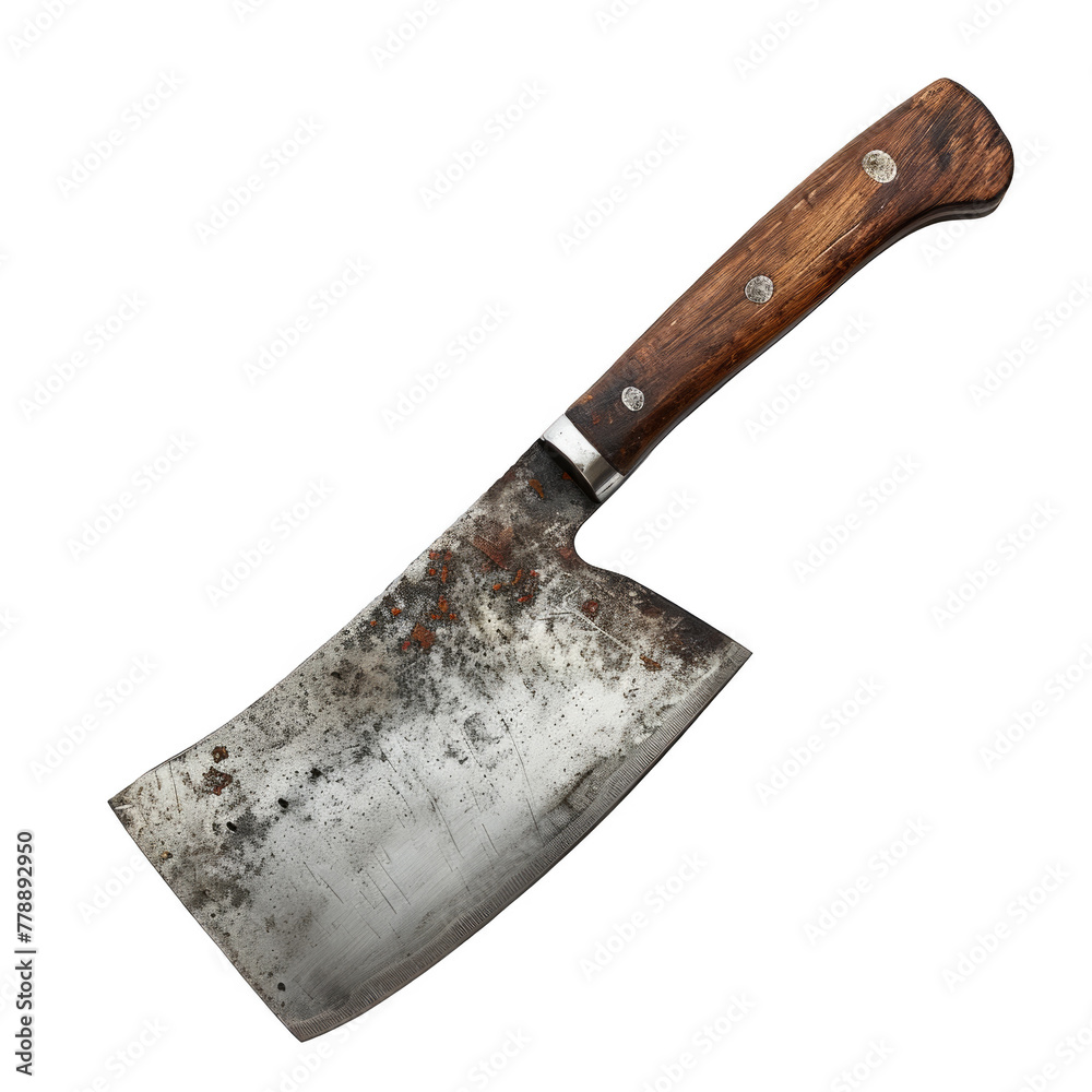 Rusty old knife with wooden handle, isolated on transparent background ...